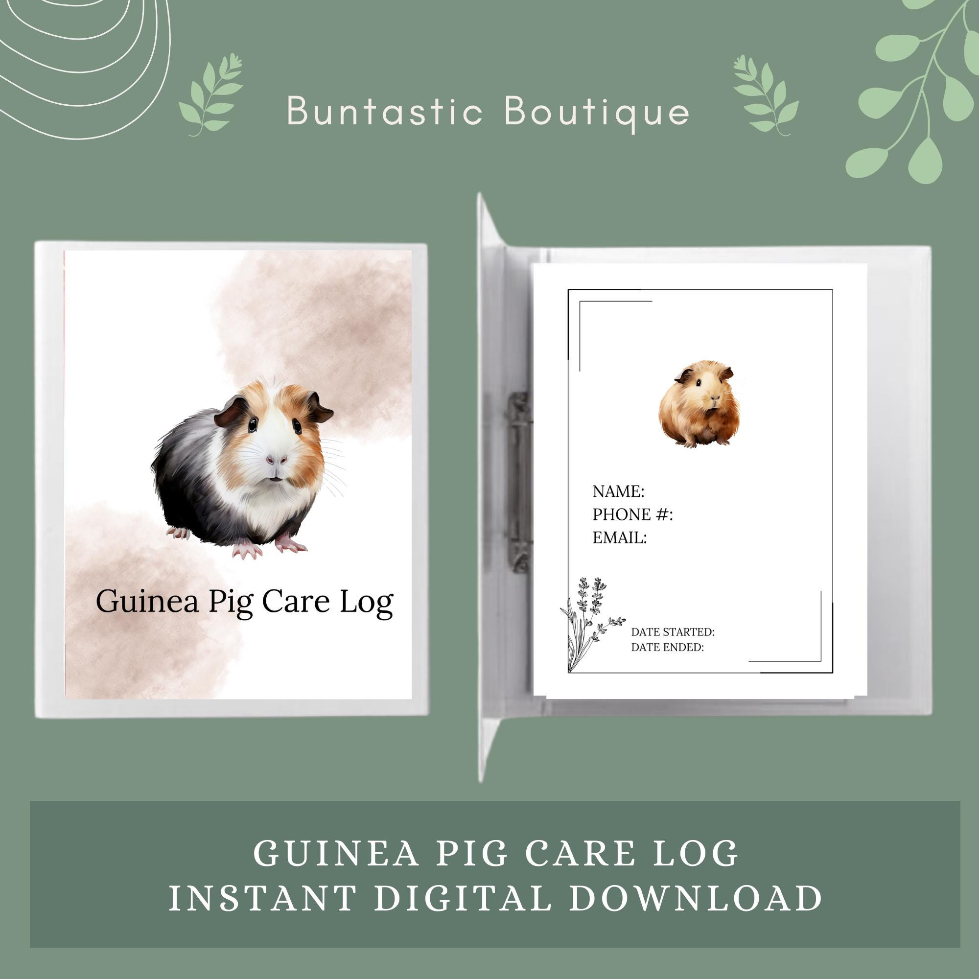 Guinea Pig Log Book, Guinea Pig Care Log, Guinea Pig Owners, Guinea Pig ...