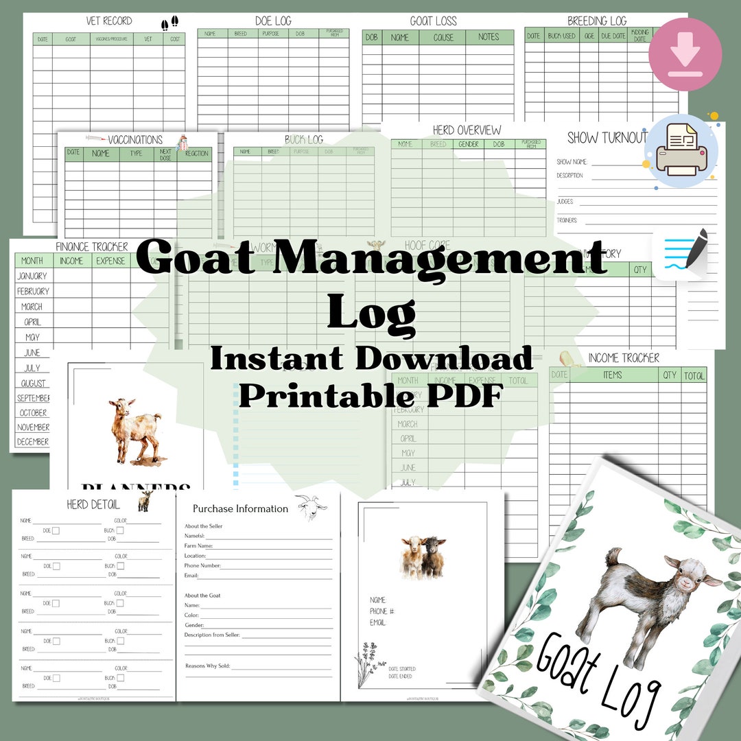 Goat Logbook, Goat Journal, Goat Keeper, Goat, Farm Log, Milk Log ...