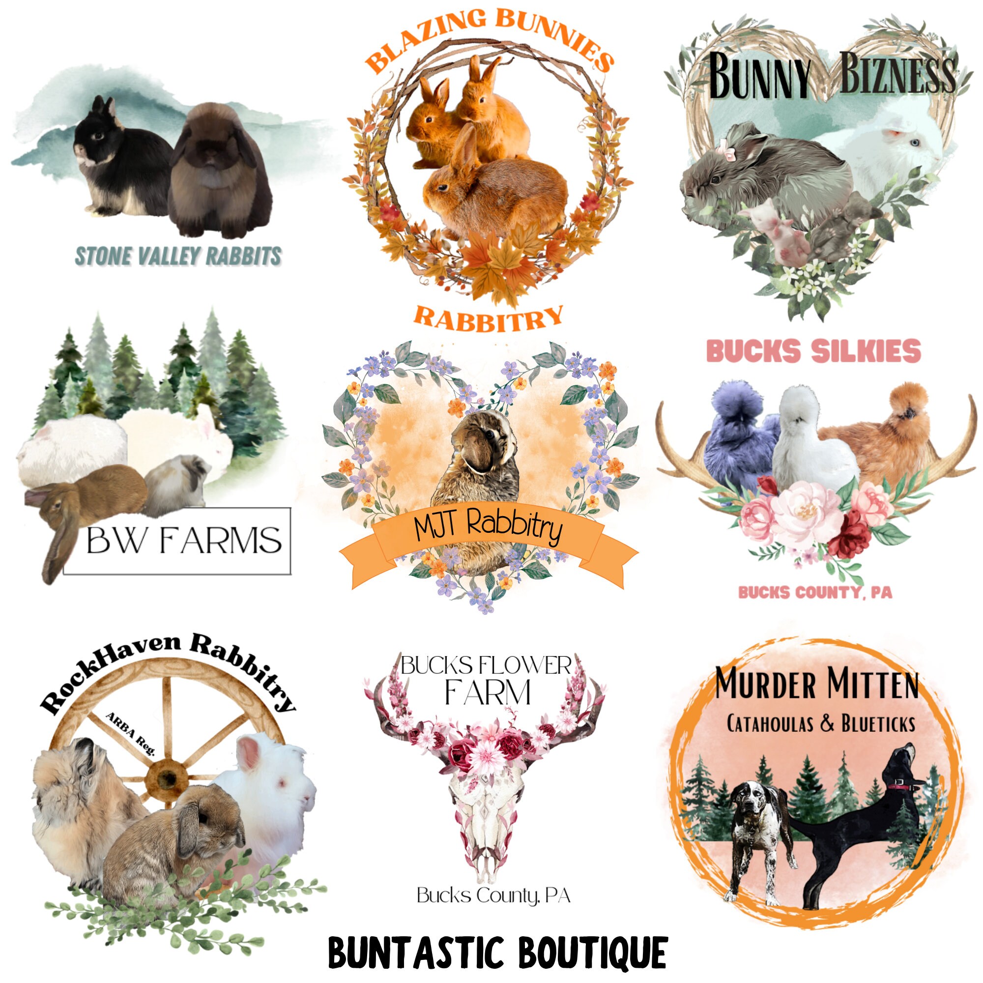 Rabbitry Logos, Your Photo Logos, Watercolor Logos, Farm Logos, Hobby ...