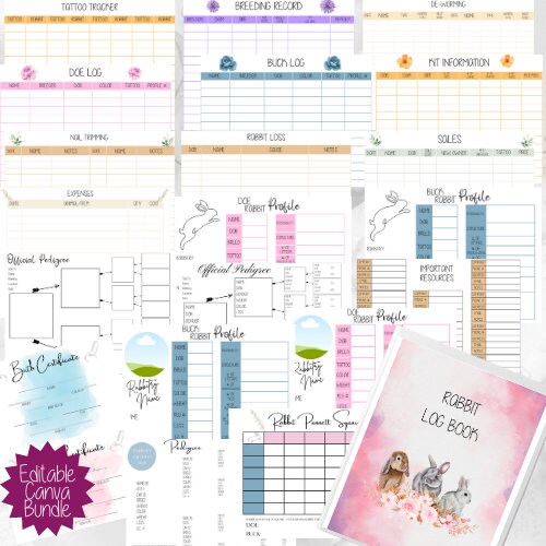 Ultimate Rabbitry Log Premade Rabbitry Bundle Editable - Etsy
