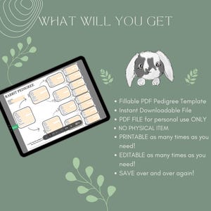 Rabbit Pedigree Template, Fillable Pedigree, Rabbit Pedigree, Rabbitry ...