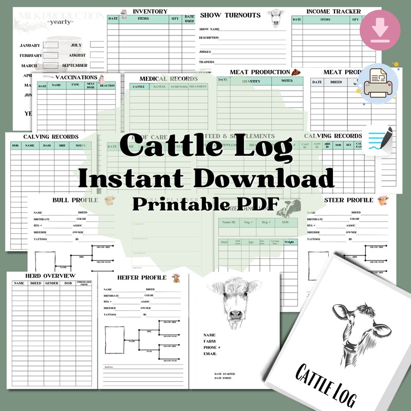 Cattle Calf Record Book - Etsy