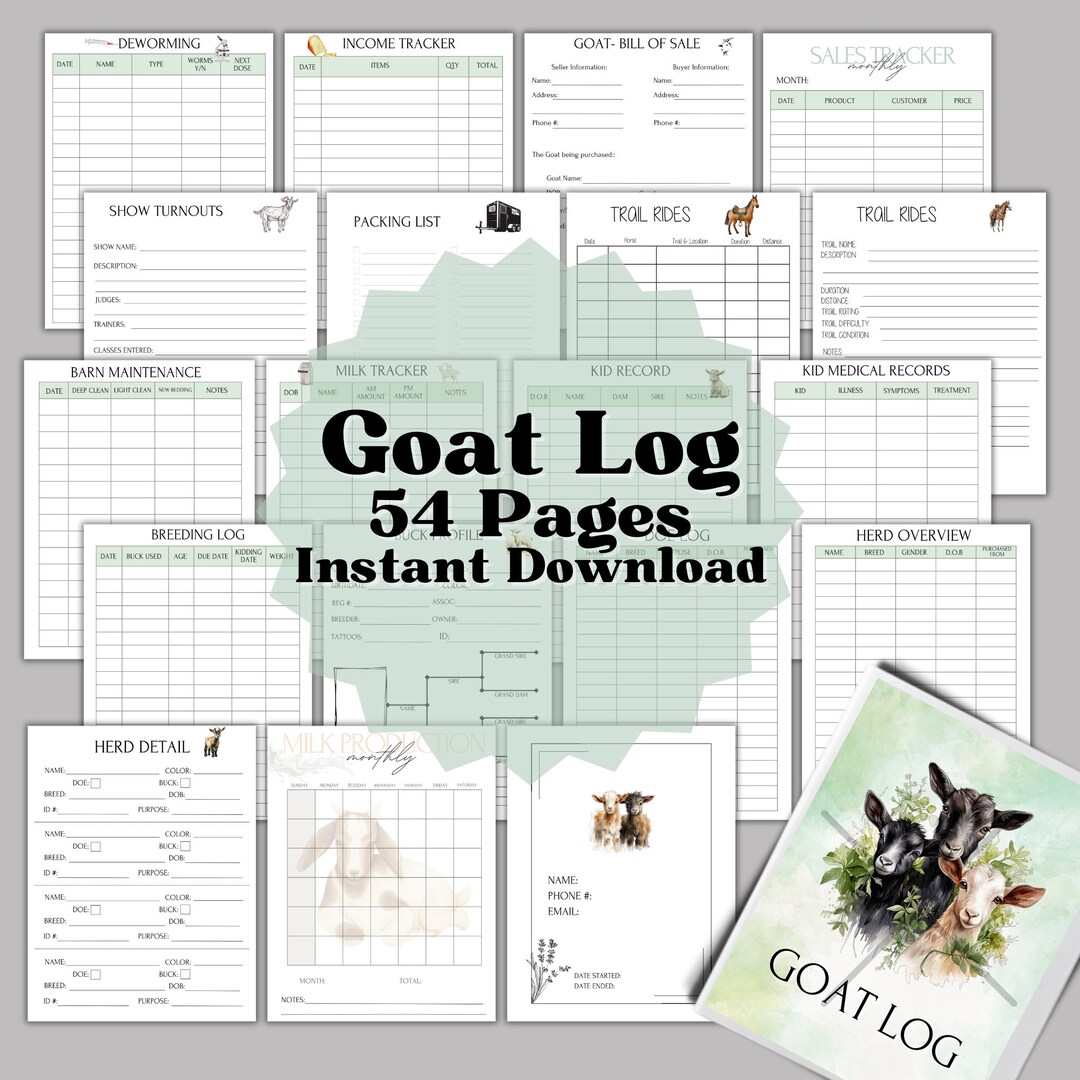 Goat Logbook, Goat Journal, Goat Keeper, Goat, Farm Log, Milk Log ...