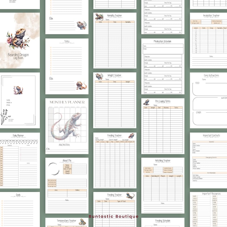 Bearded Dragon Care Log Book – Reptile Health Tracker (PDF Download) - Etsy