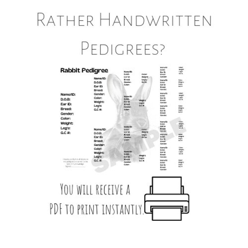 Editable Pedigree Rabbitry Rabbit Pedigree Pedigree - Etsy