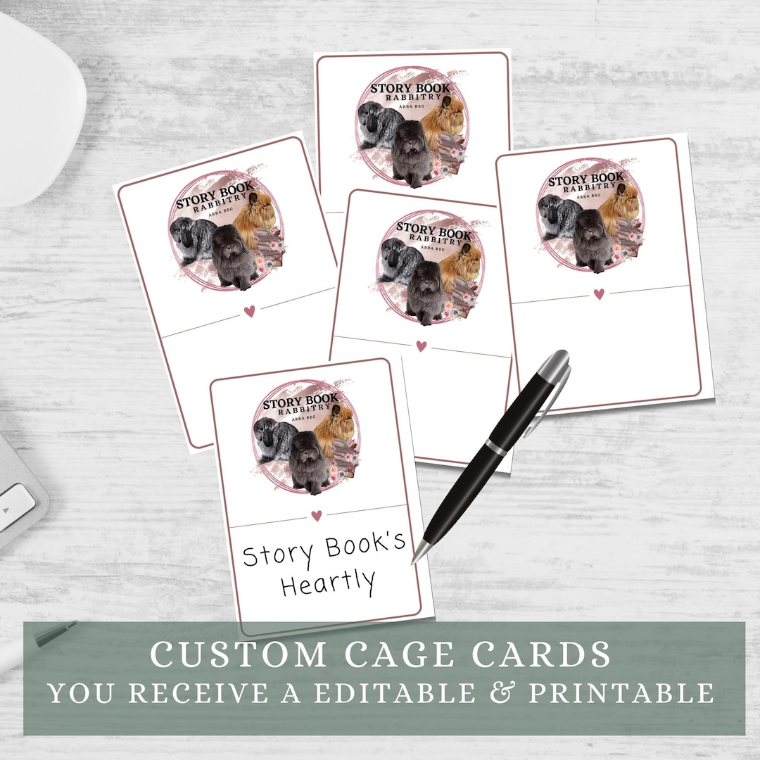 Custom Cage Card, Rabbit Cage Card, Rabbit Show Card, ARBA, Rabbit ...