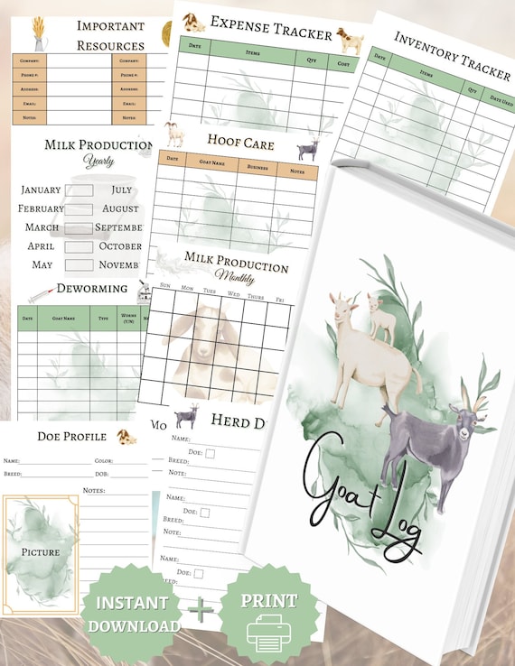 Goat Logbook Goat Journal Goat Keeper Goat Farm Log Milk - Etsy