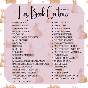 52 PG Rabbitry Log Book, Rabbitry Log, Rabbit Journal, Rabbitry Journal ...