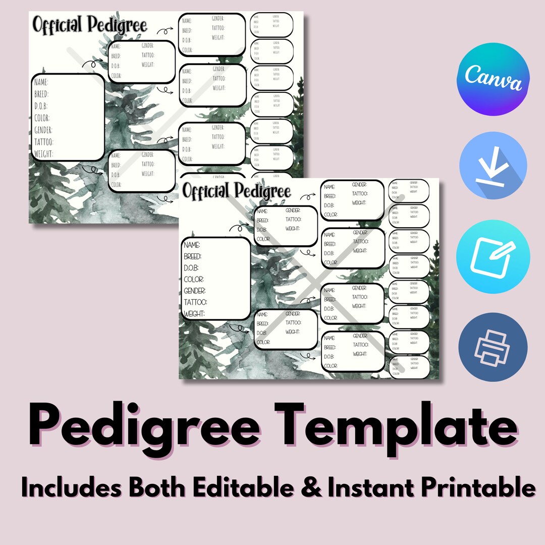 Rabbit Pedigree Editable Pedigree Rabbitry Template Rabbit - Etsy