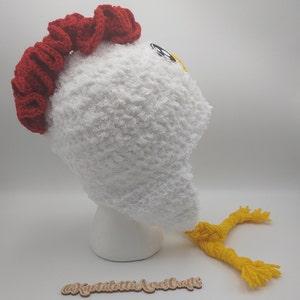 Crochet Fuzzy Chicken Beanie, Halloween Chicken Beanie, Halloween ...