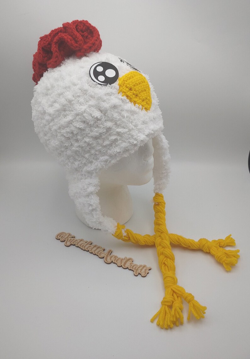 Crochet Fuzzy Chicken Beanie-halloween Chicken - Etsy