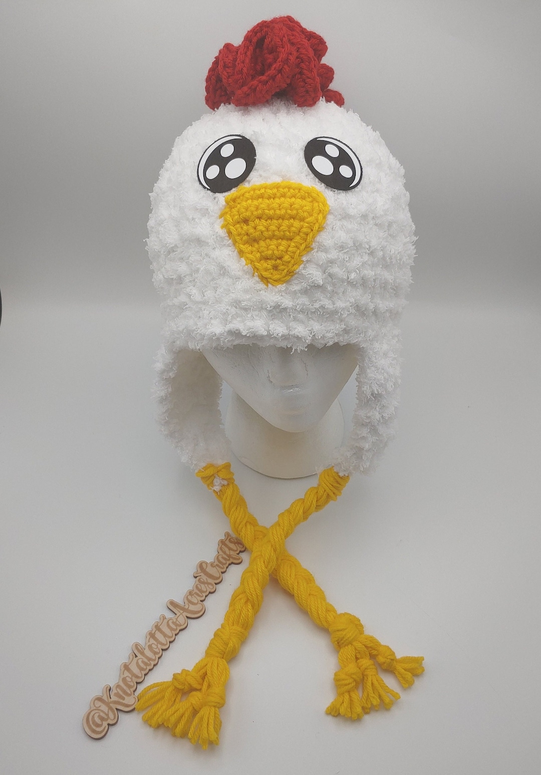 Crochet Fuzzy Chicken Beanie, Halloween Chicken Beanie, Halloween ...