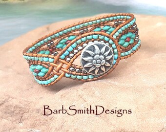 Unique Beaded Leather Bracelets in Custom by BarbSmithDesigns