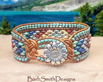 Unique Beaded Leather Bracelets in Custom by BarbSmithDesigns
