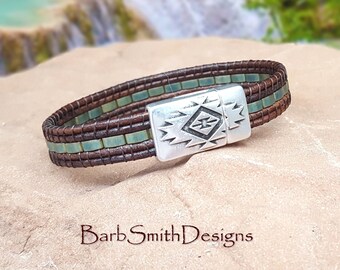 Unique Beaded Leather Bracelets in Custom by BarbSmithDesigns
