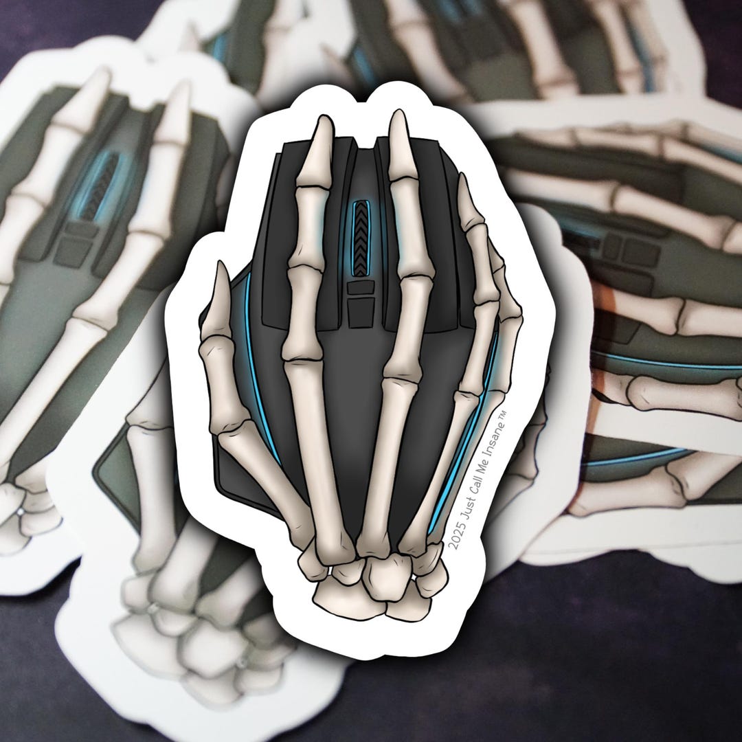 Die Cut Halloween Skeleton Hand Mouse Stickers for Gamers Horror Game ...