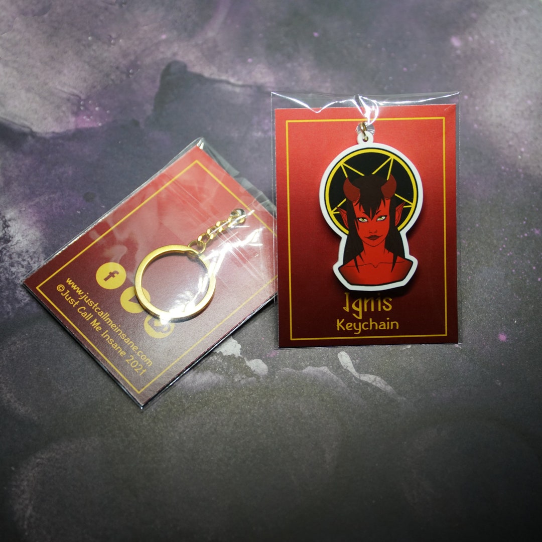 Gold Acrylic Charm Keychain Demonic Female Demon Keychain Original ...