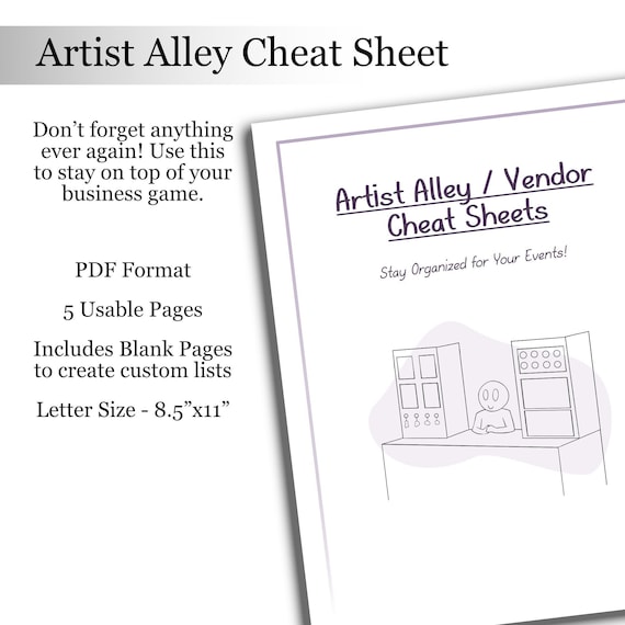 Printable Artist Alley Cheat Sheet for Beginner - Etsy