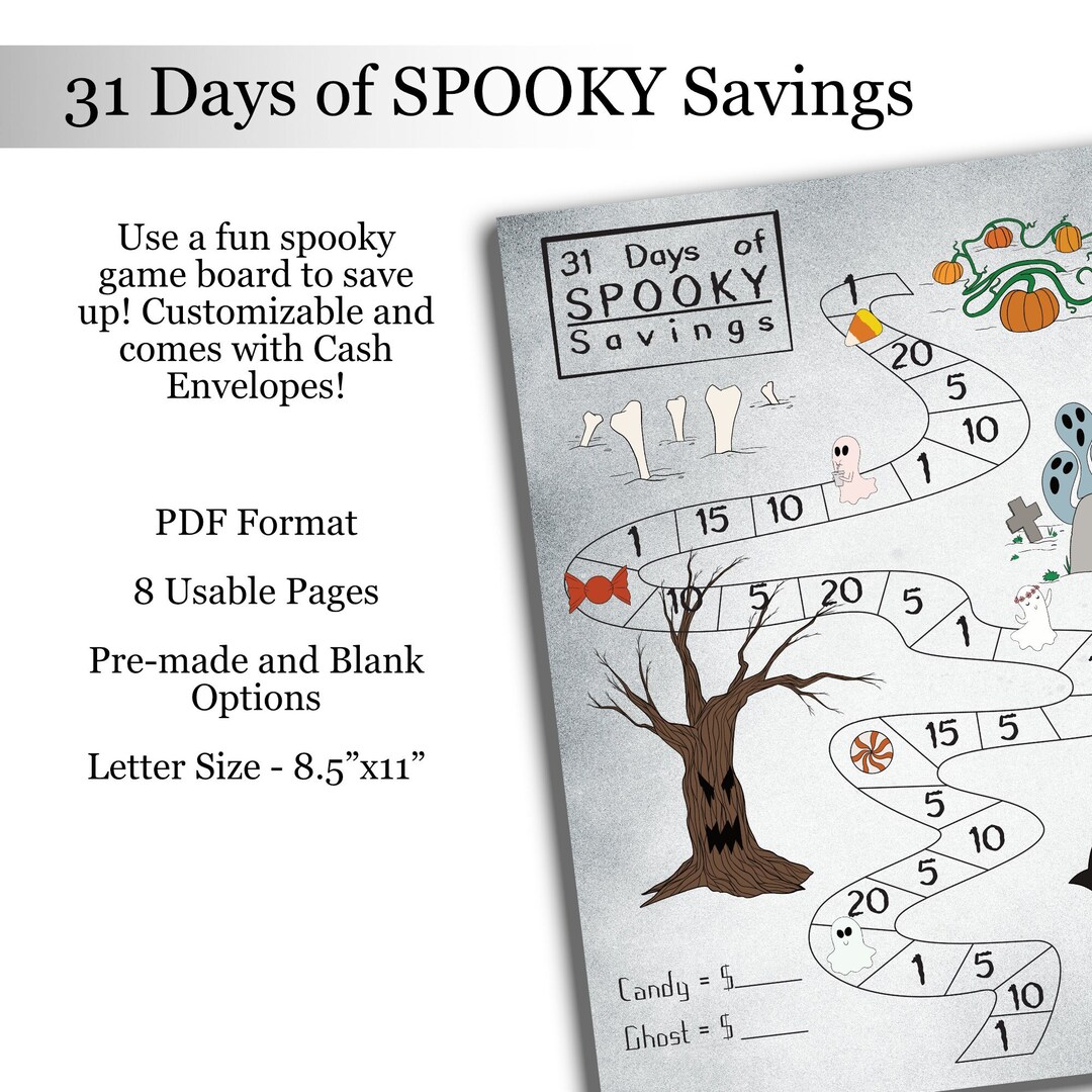 Printable Halloween Savings Challenge Cash Envelope Themed Savings ...