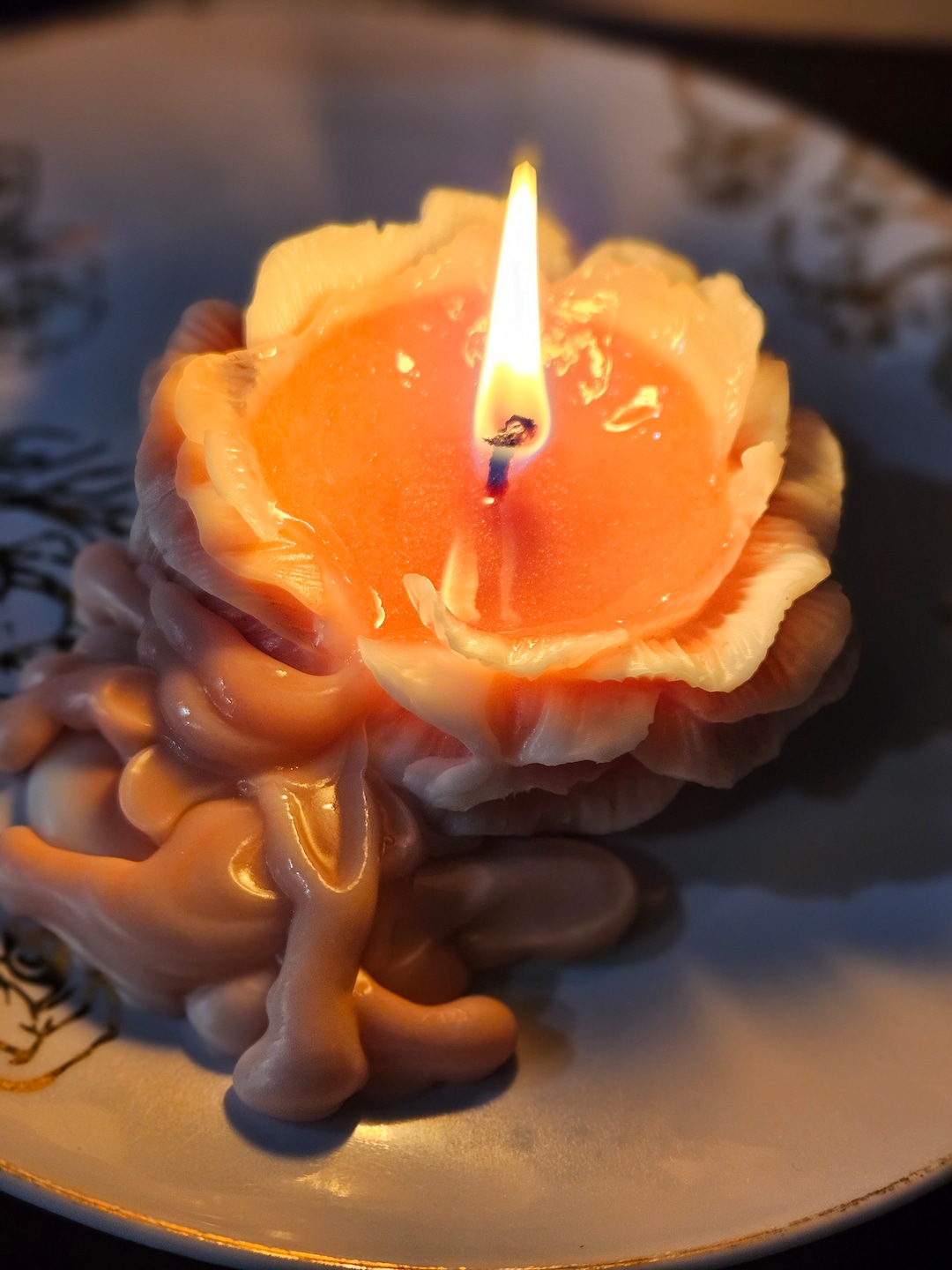 Peony Candle Flower Candle Set of 2 - Etsy