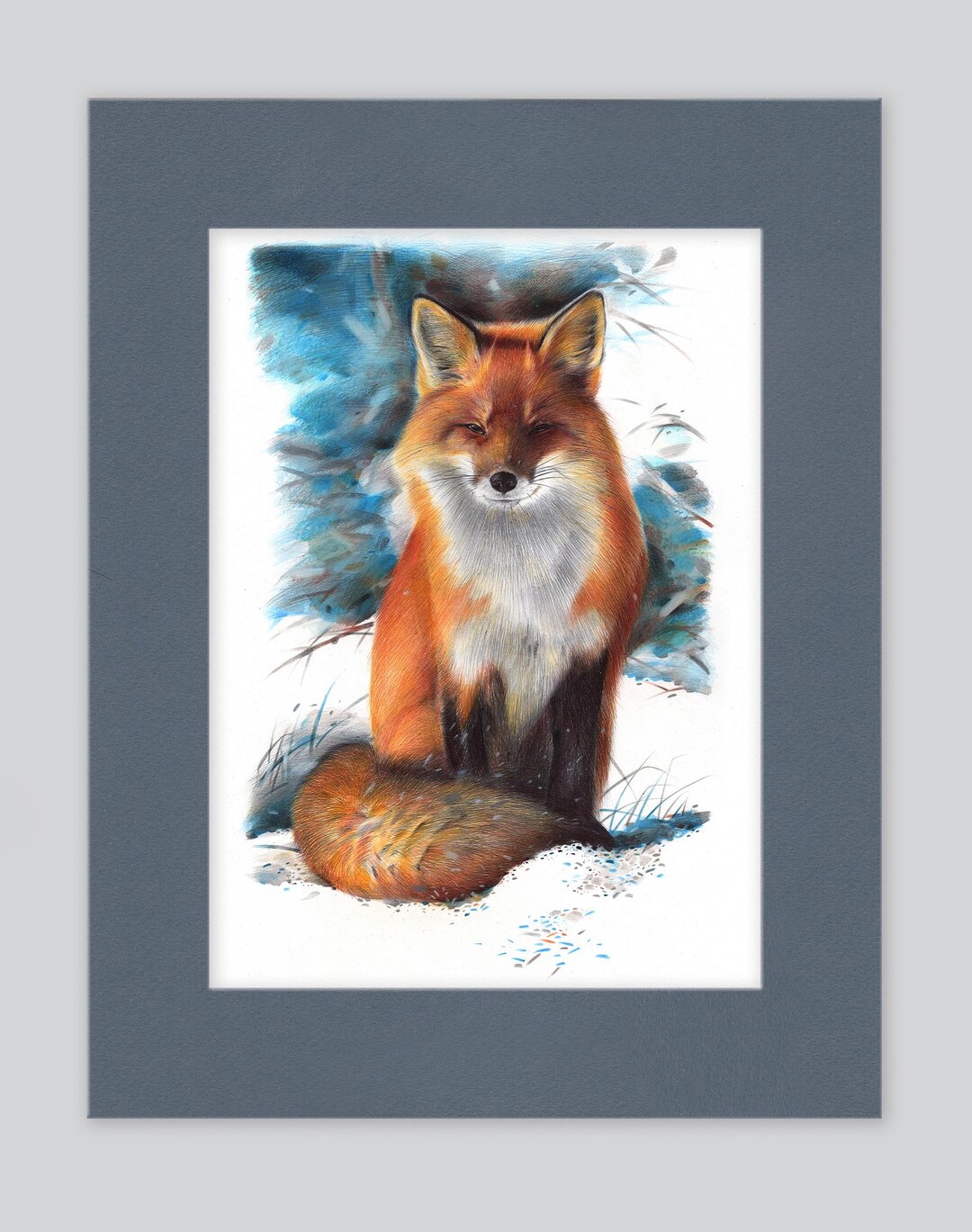 Red Fox Artwork Print Ballpoint Pen Drawing Photorealistic Animal ...