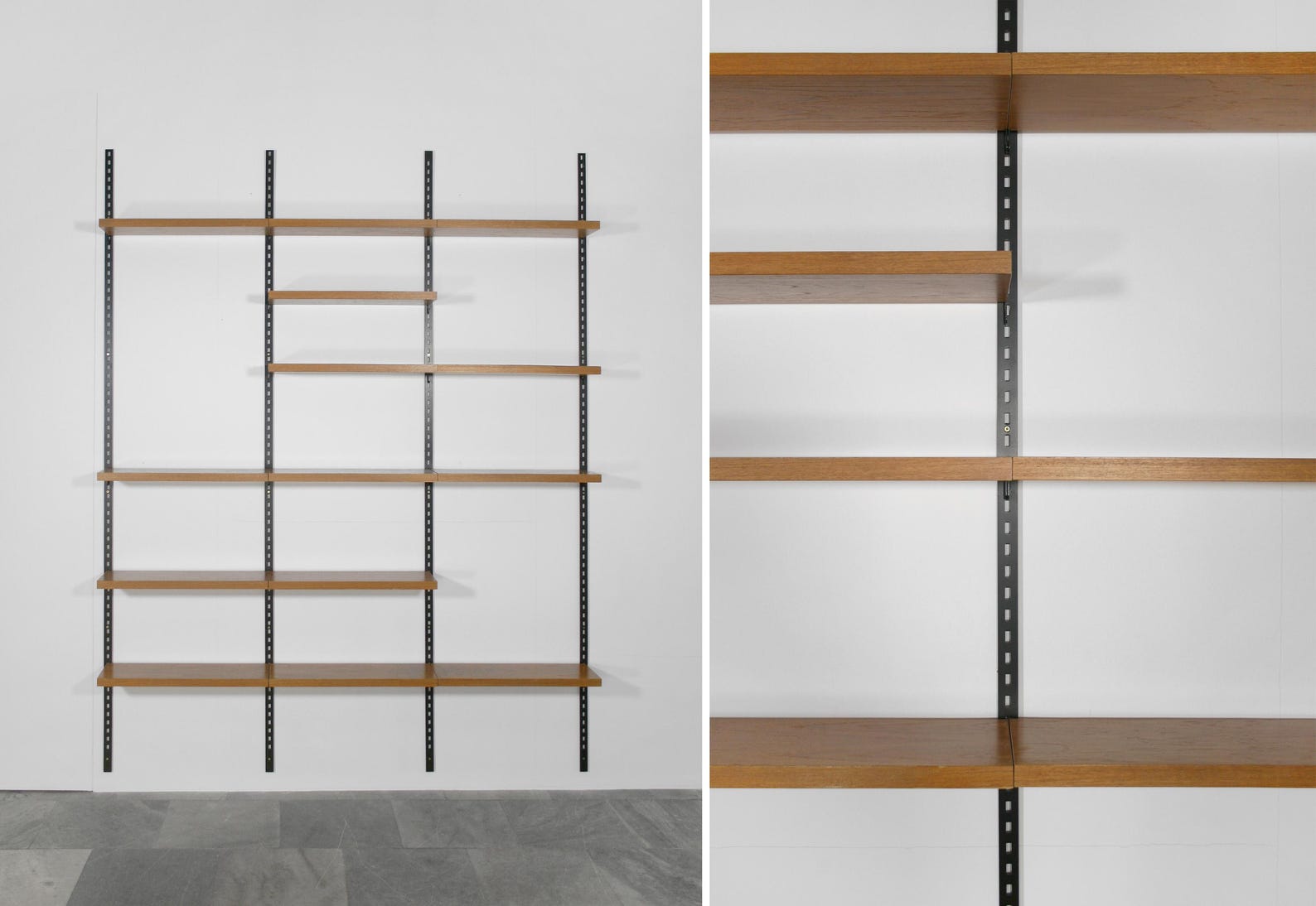 Large Danish Vintage Modular Shelving Wall Unit Teak Steel Wooden ...