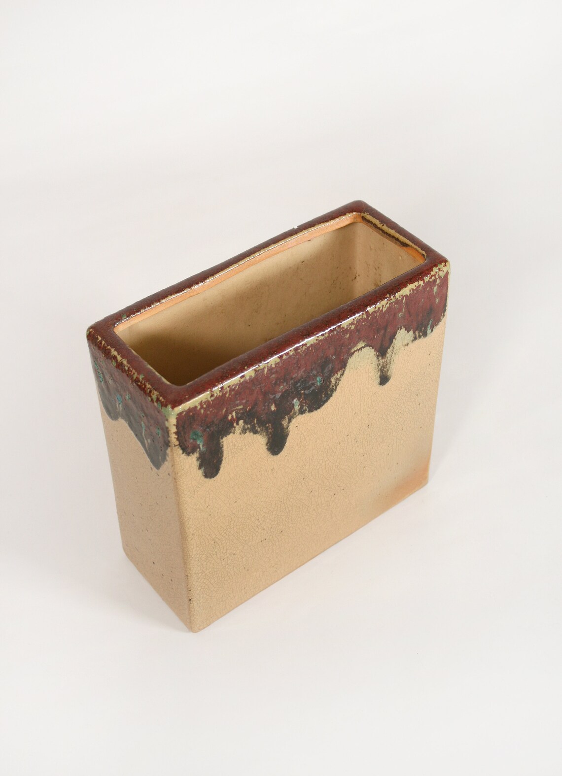 Vintage Rectangular Modernist Fat Lava Ceramic Vase Skin Tone | Etsy