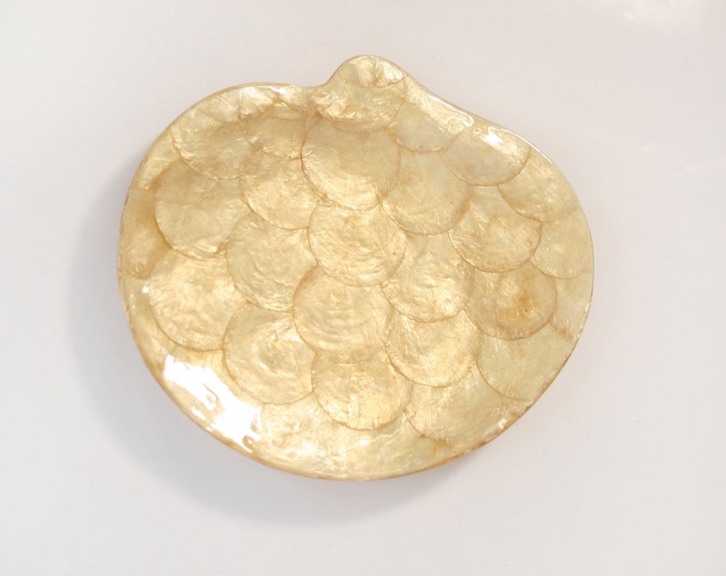 Vintage Golden Capiz Mother of Pearl Shell Plate Platter - Etsy