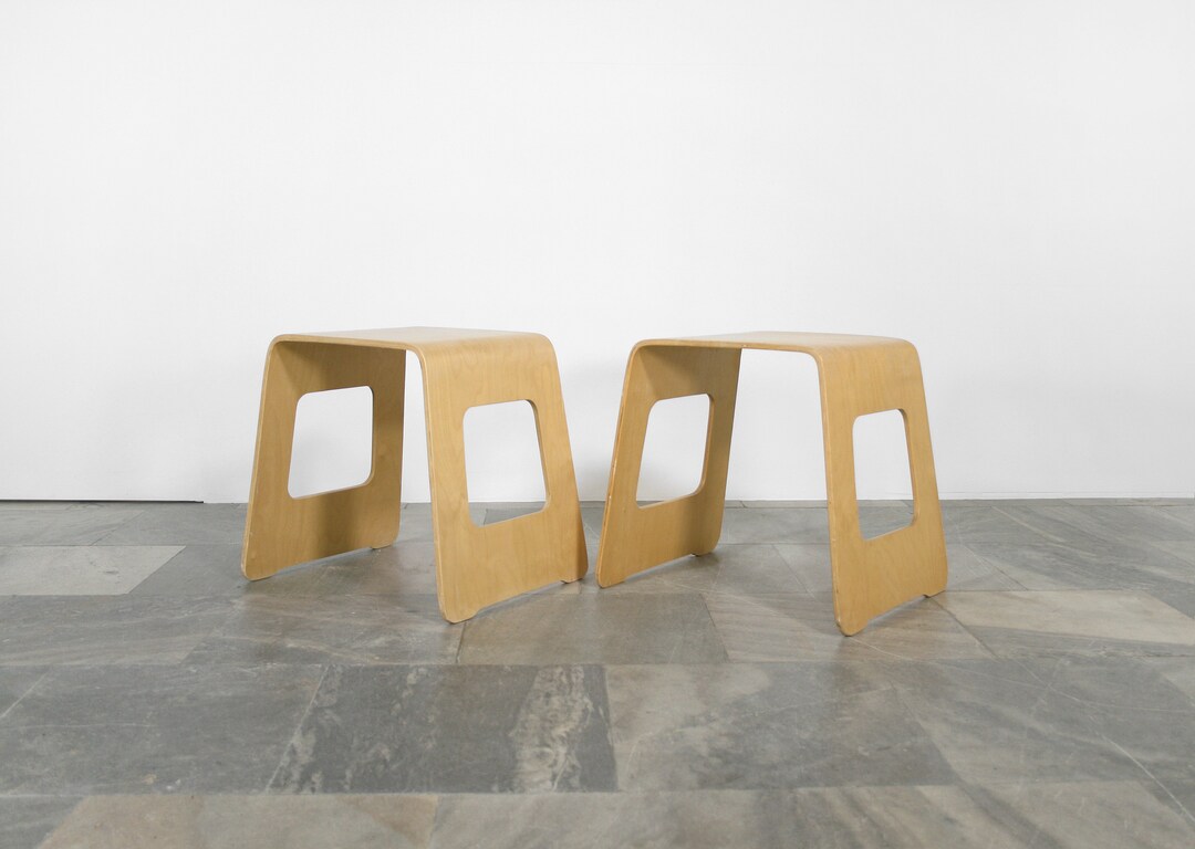 Pair of Vintage Ikea Benjamin Lisa Norinder Bent Birch Plywood Stools ...