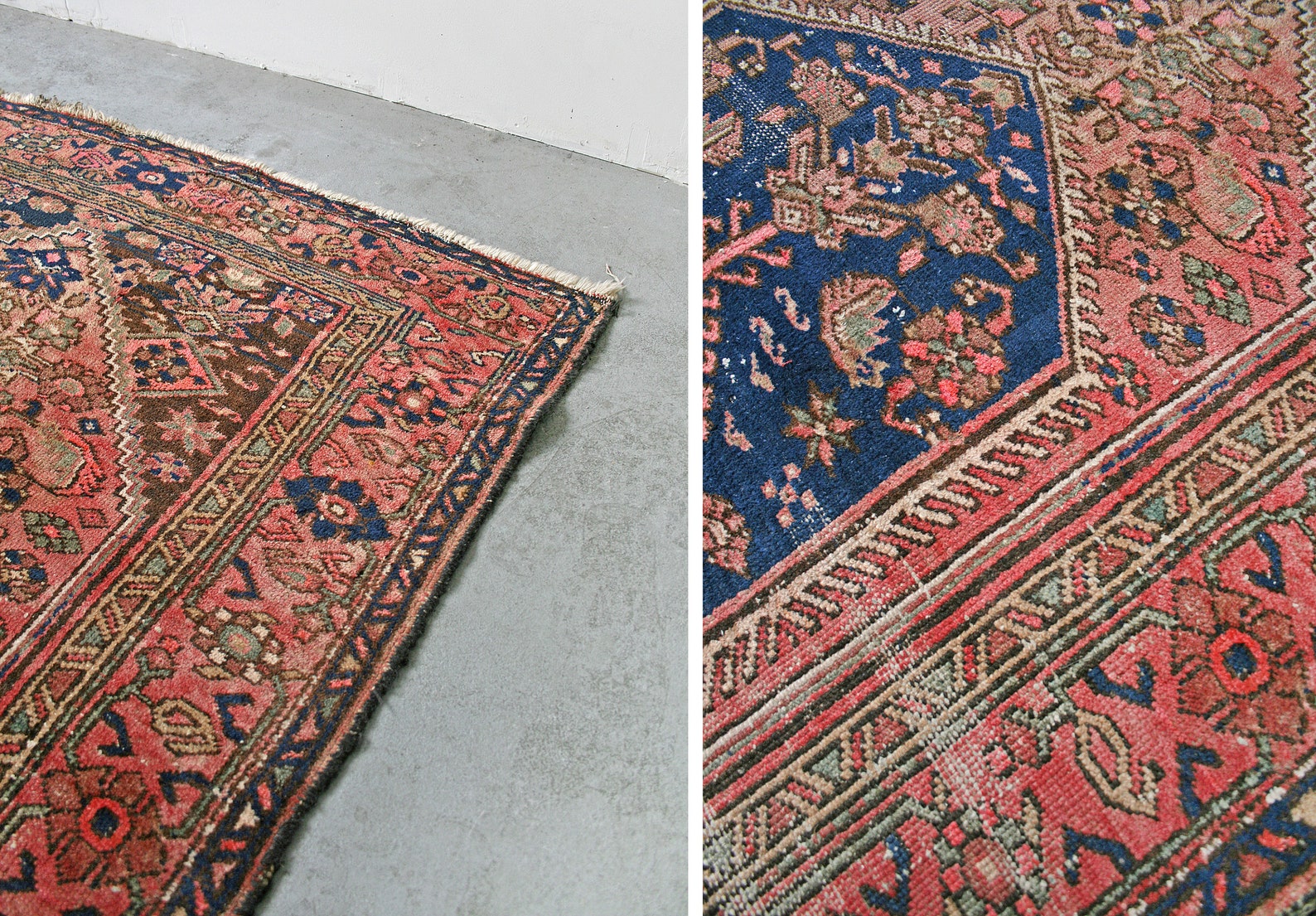 Vintage Pink and Blue Handwoven Persian Turkish Wool Area Rug - Etsy