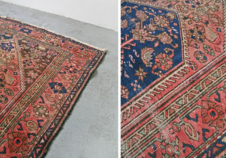 Vintage Pink and Blue Handwoven Persian Turkish Wool Area Rug - Etsy