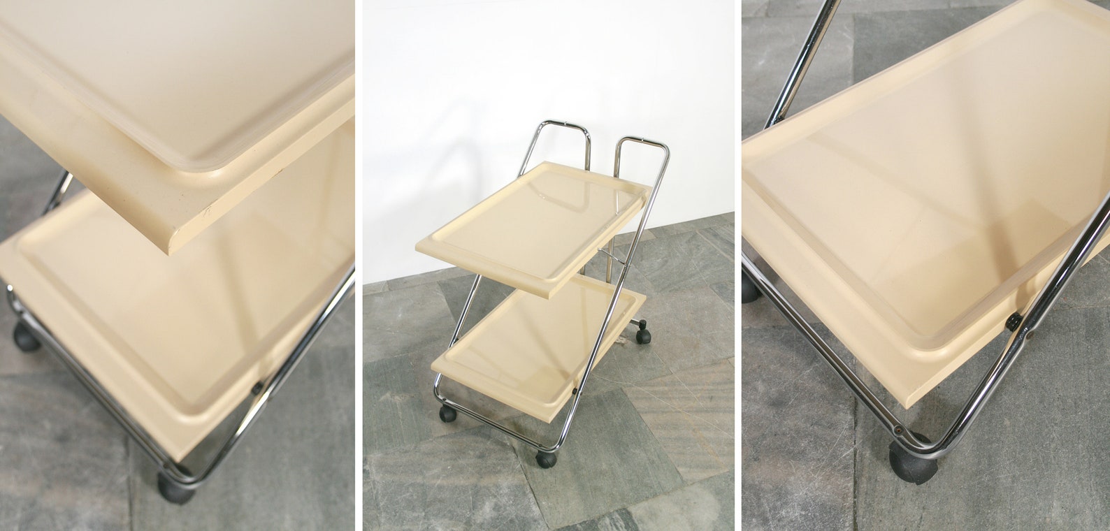 Vintage Creamy Beige Foldable Minibar Side End Table - Etsy
