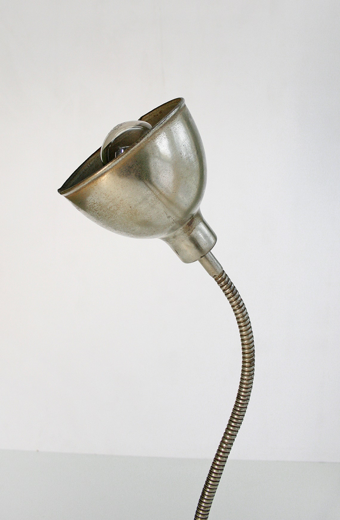 Vintage Nickel Funnel Gooseneck Adjustable Desk Lamp Table | Etsy