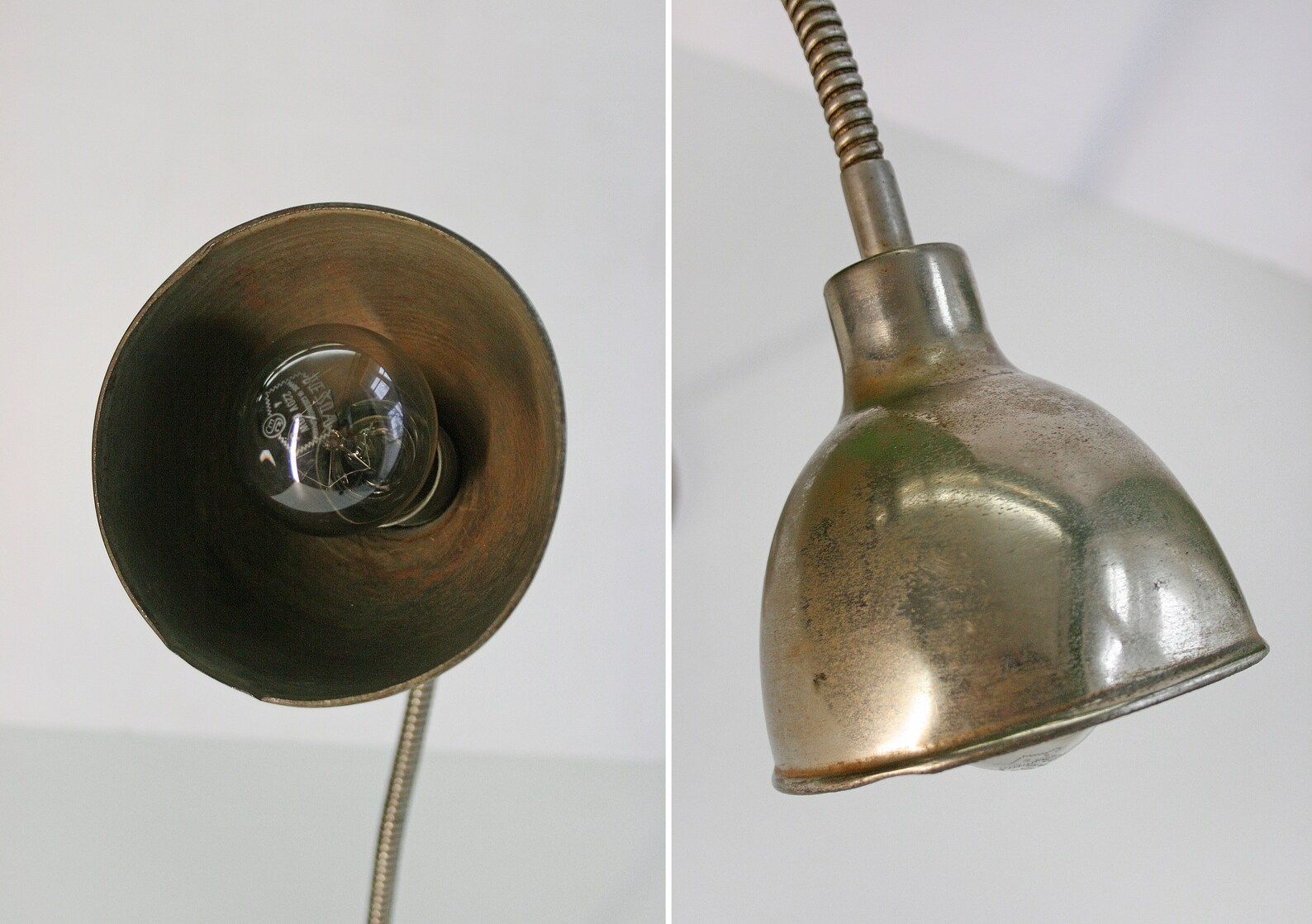 Vintage Nickel Funnel Gooseneck Adjustable Desk Lamp Table | Etsy