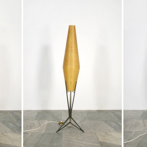 Vintage Novoplast Fibreglass Cocoon Floor Lamp Cast Iron Retro Mid ...