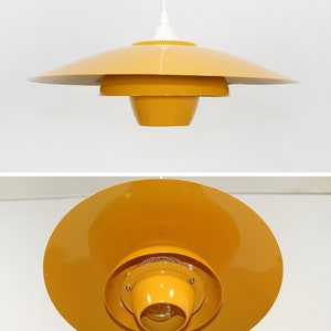 Danish Vintage Jeka Metaltryk Viola Yellow Pendant Layered Disc Lamp ...