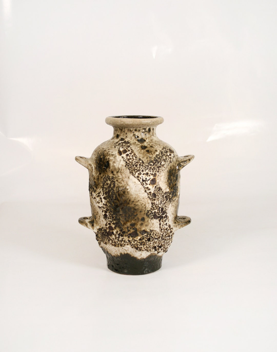 Vintage Dümler & Breiden Textured Coffee Brown Foaming Ceramic Fat Lava ...