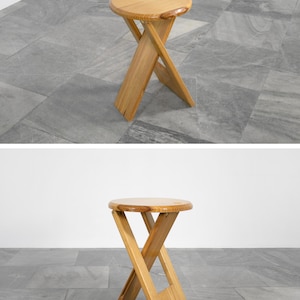 Vintage Roger Tallon TS Modernist Folding Wooden Stool Circular Round ...
