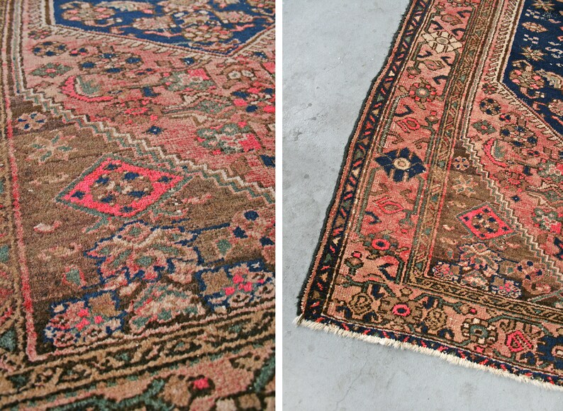 Vintage Pink and Blue Handwoven Persian Turkish Wool Area Rug - Etsy
