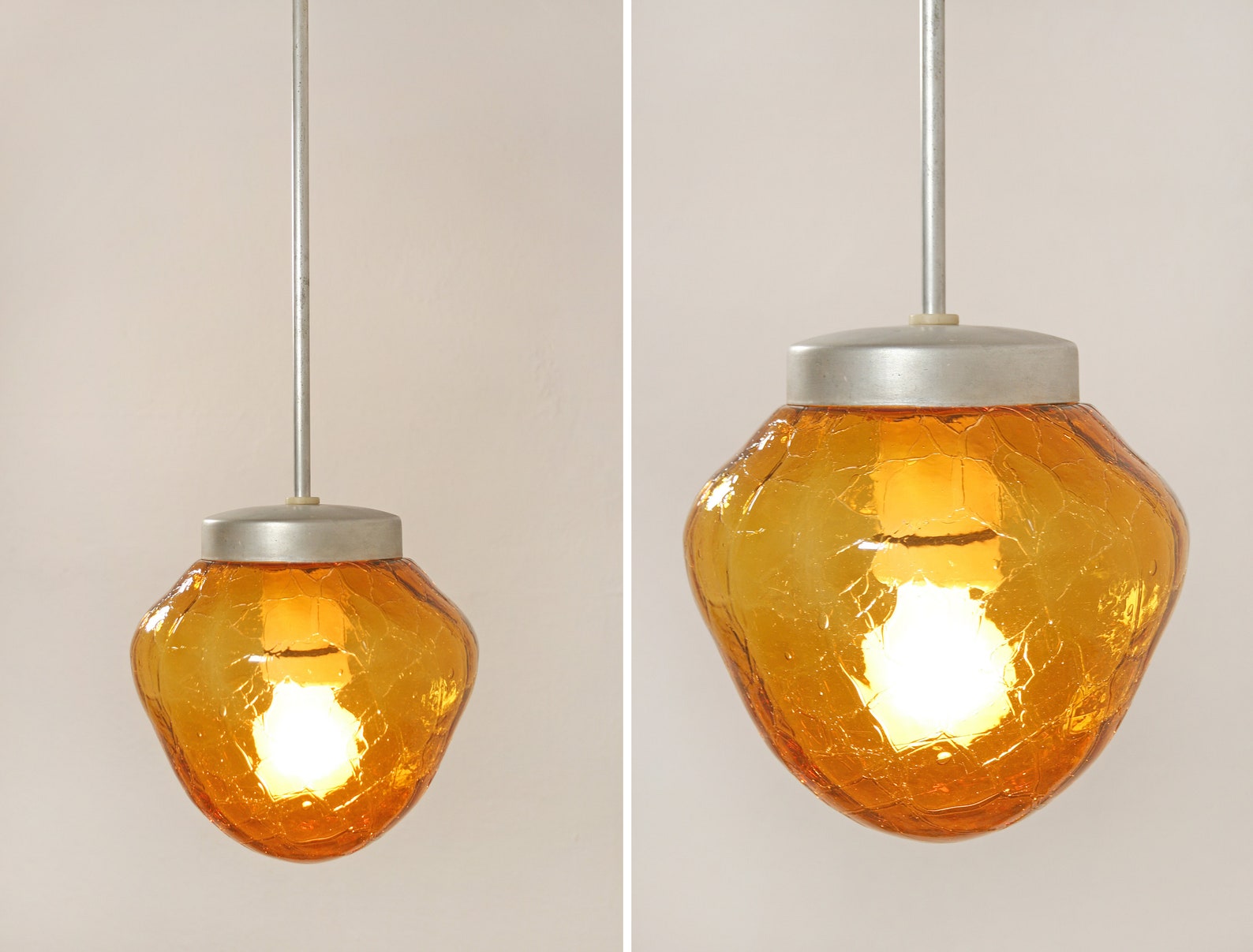 Vintage Translucent Amber Textured Glass Art Deco Pendant Lamp - Etsy