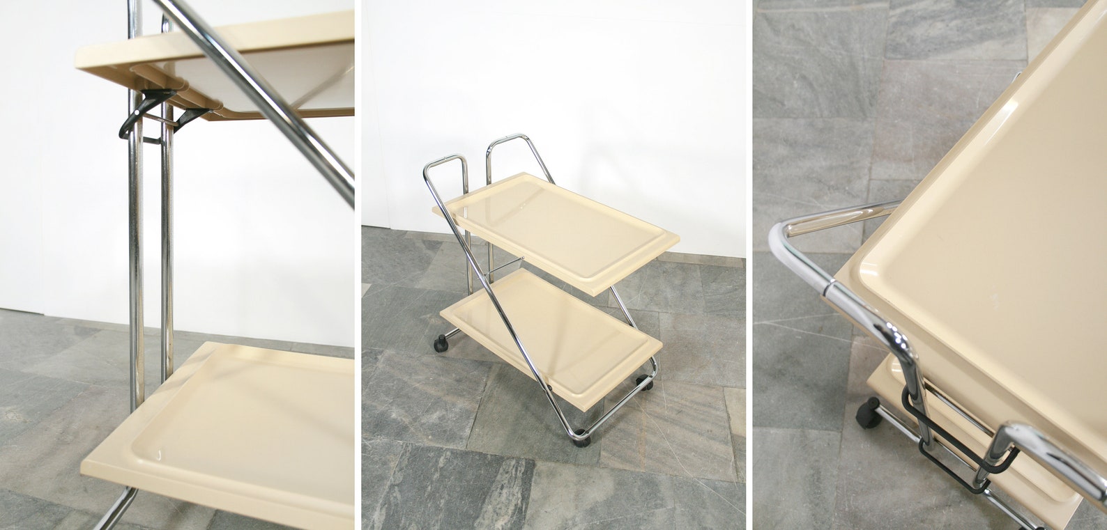 Vintage Creamy Beige Foldable Minibar Side End Table - Etsy