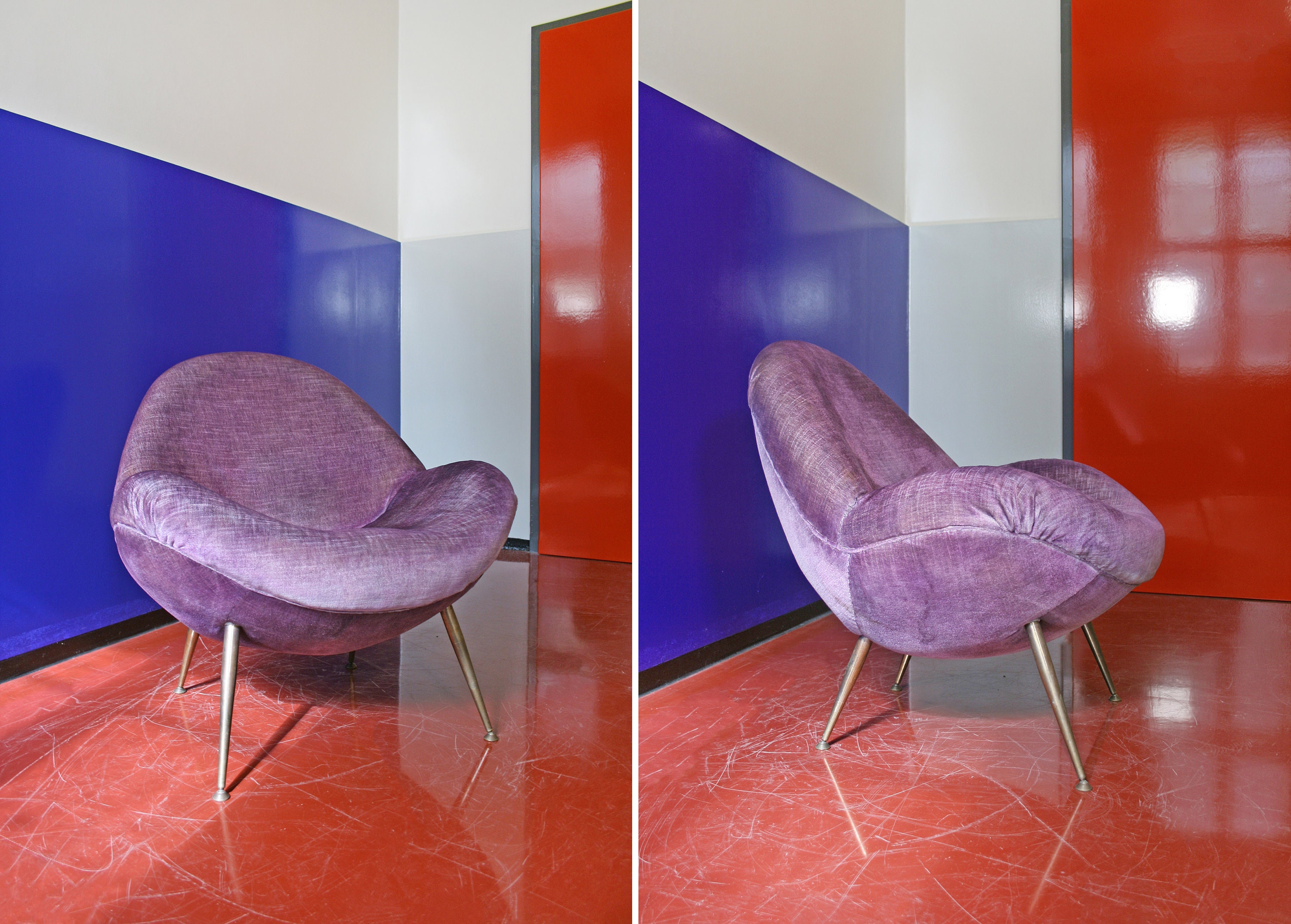 Purple Vintage Organic Egg Lounge Chair Fritz Neth Correcta West ...