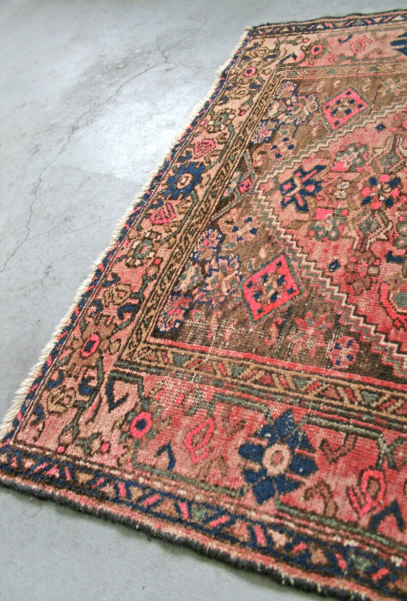 Vintage Pink and Blue Handwoven Persian Turkish Wool Area Rug - Etsy