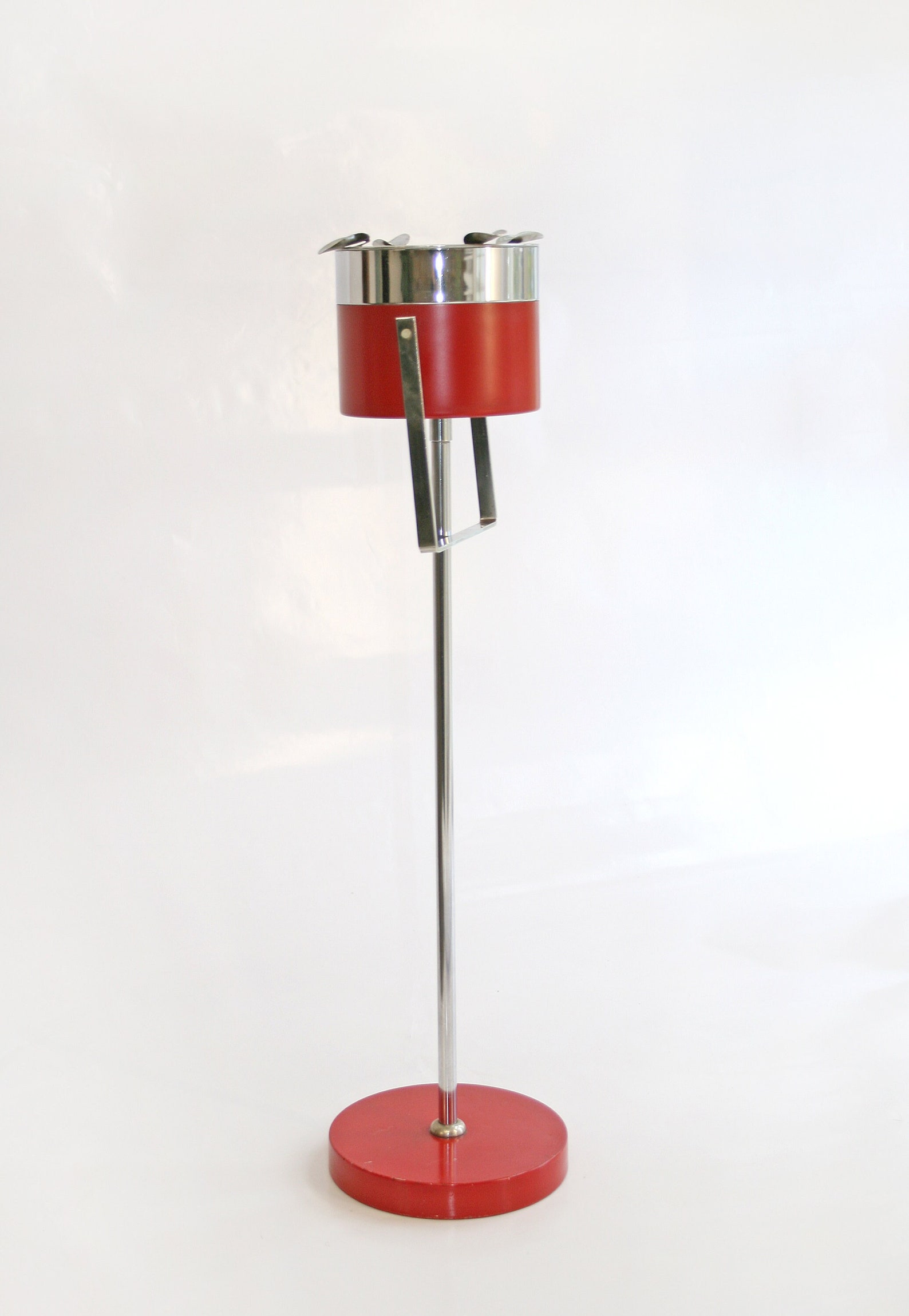 Red Vintage Self Standing Art Deco Ashtray Retro Accent Tall Antique ...
