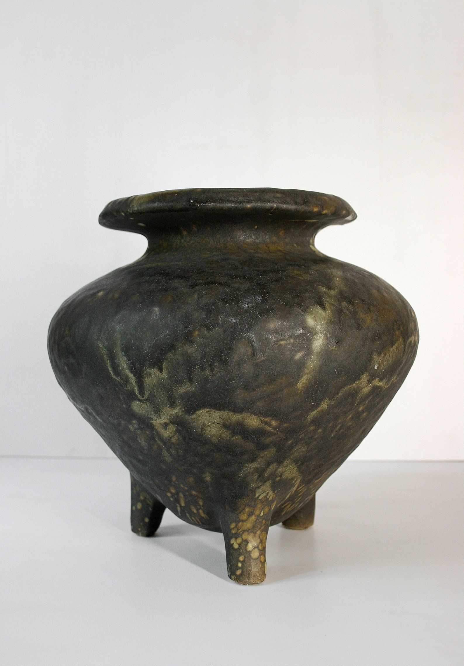 Large Vintage Fat Lava Cauldron Vase Dark Brown Khaki Purple - Etsy