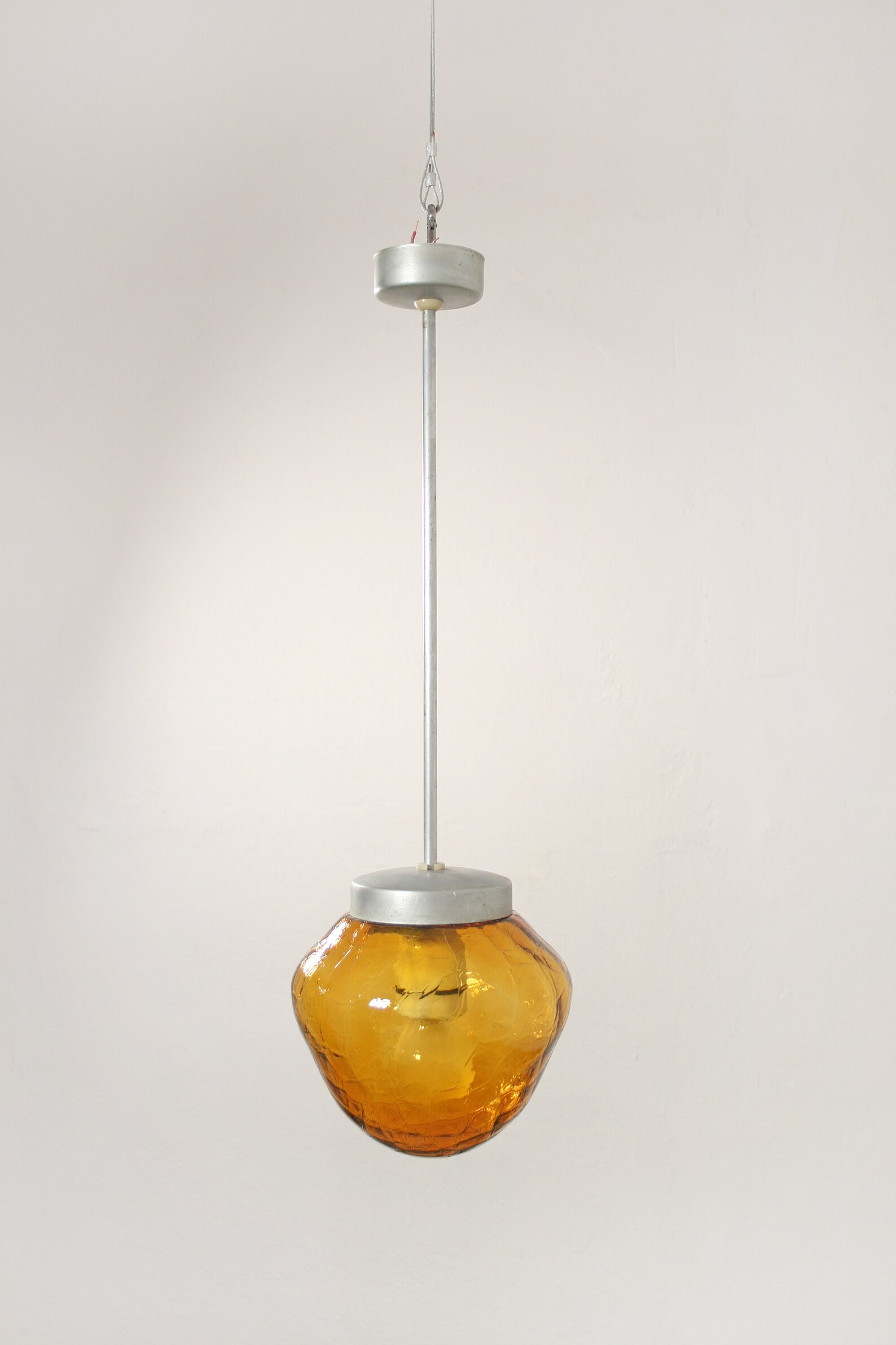 Vintage Translucent Amber Textured Glass Art Deco Pendant Lamp - Etsy