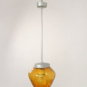 Vintage Translucent Amber Textured Glass Art Deco Pendant Lamp Retro ...