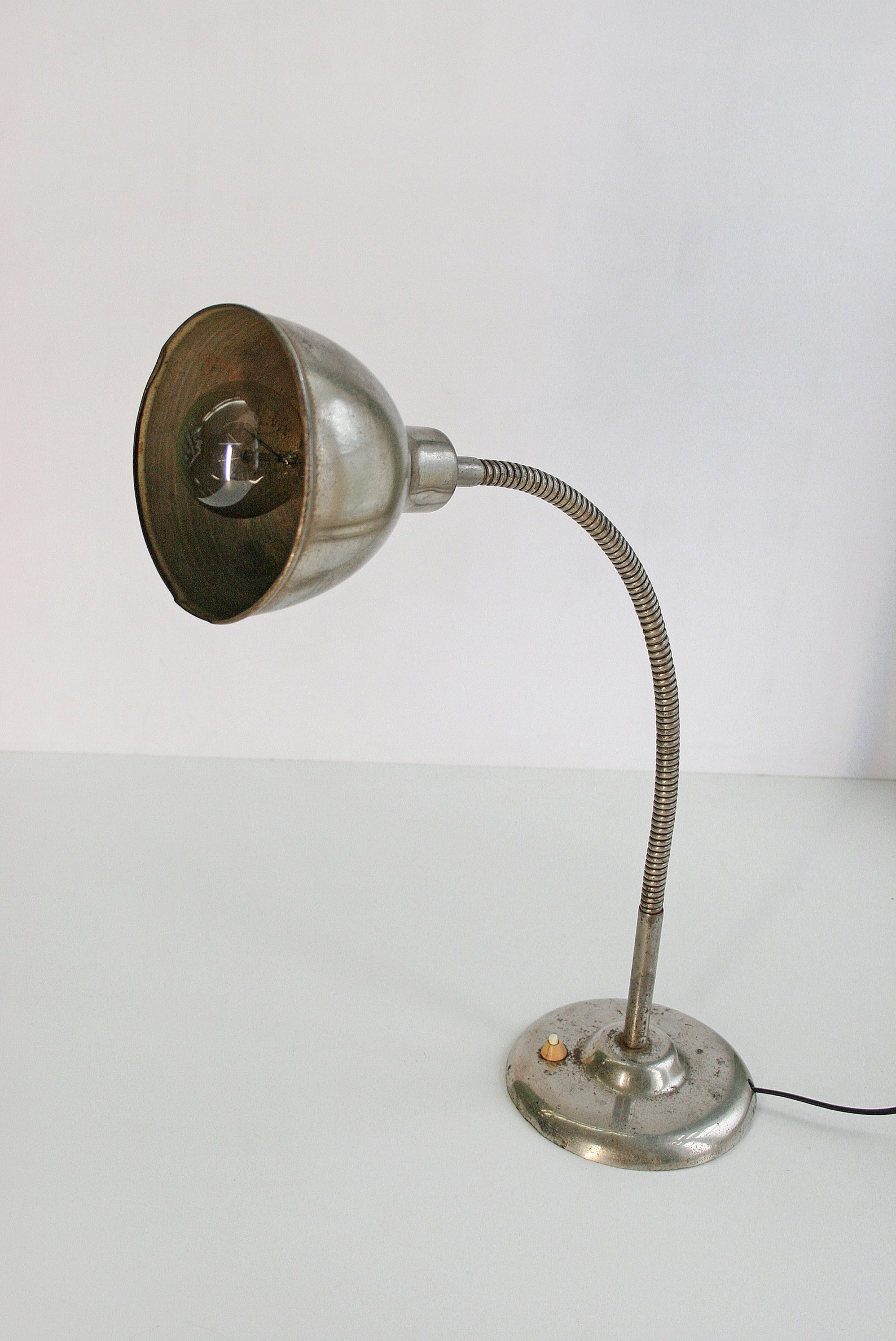 Vintage Nickel Funnel Gooseneck Adjustable Desk Lamp Table | Etsy