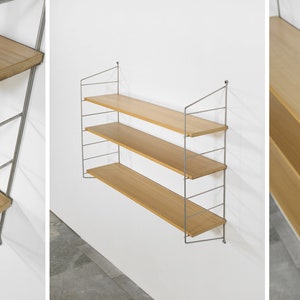 Vintage Holz Draht Wooden String Shelves Ladder Storage Wall Unit Regal ...