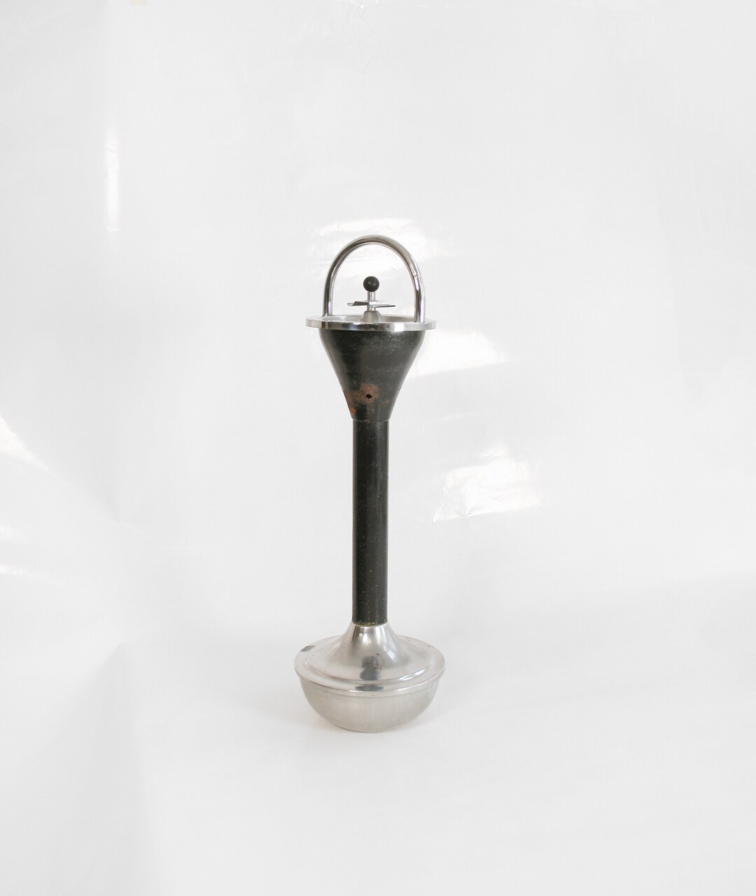 Black Vintage Self Standing Art Deco Ashtray Retro Accent Tall Antique ...
